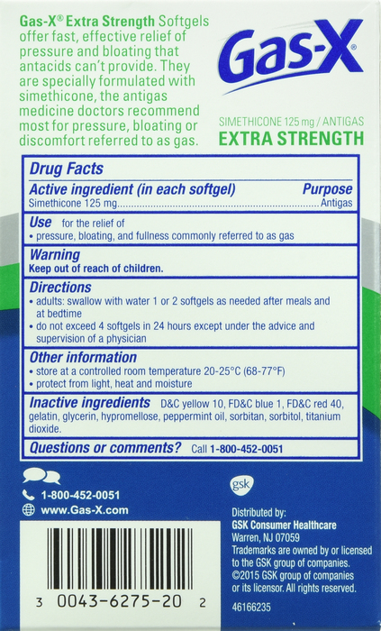 Gas-X X/Str Softgel 20Ct