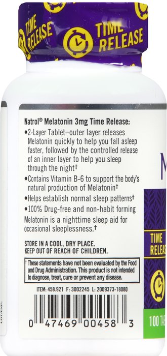 Melatonin 3mg Tablet Tr 100 Count Natrol