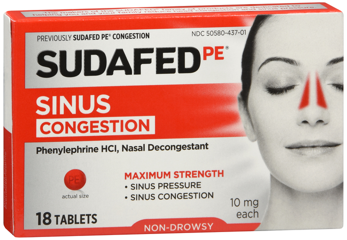 Sudafed Pe Congestion Tablet 18Ct Case of 72