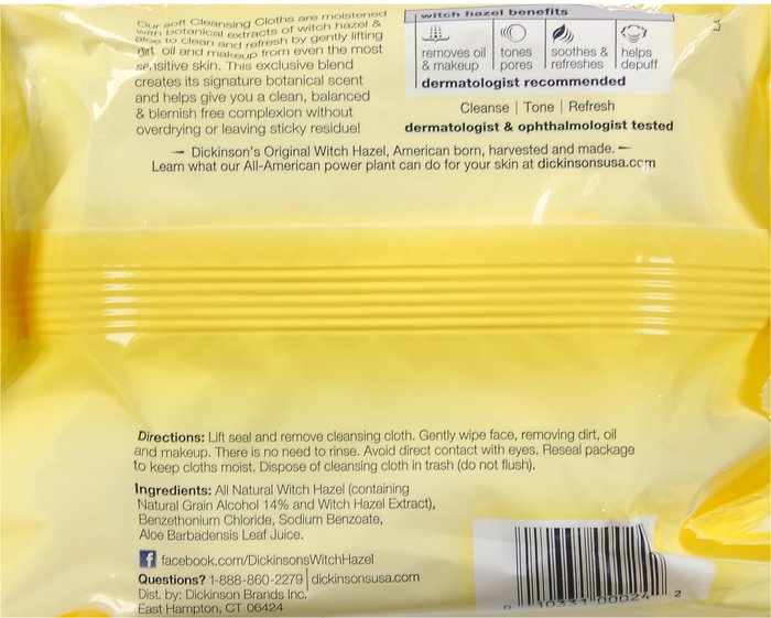 Dickinson’s Witch Hazel Daily Refresh Cleansing Cloths 25ct