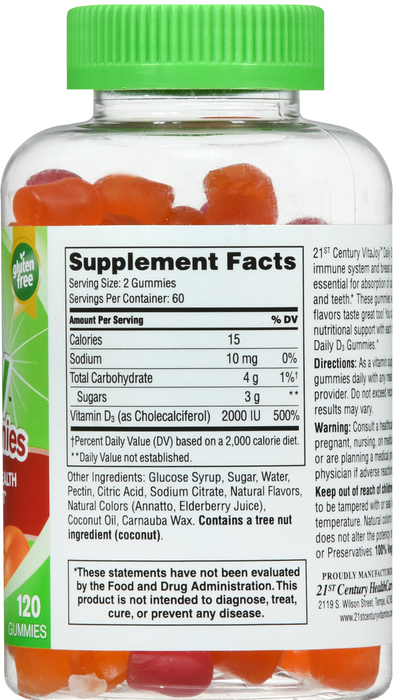 pack of 12-21st Century VitaJoy Gummies Daily D 2000 IU Gummies 120ct