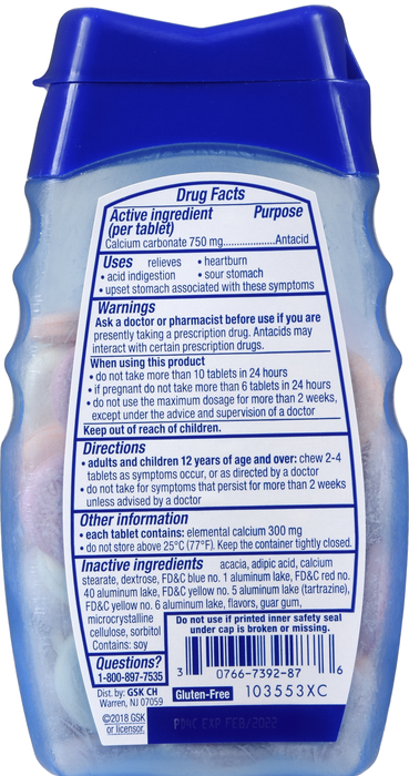 Tums Smoothie Tablet Fruit 60 Count