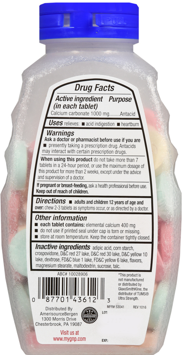 Case of 24-GNP Antacid Ultra Strength Assorted Fruit Chewable Tablets 72ct