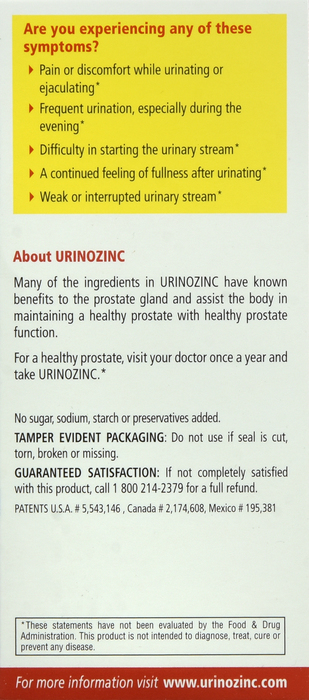 Urinozinc Prostate Formula 60 Count By Emerson Healthcare LLC
