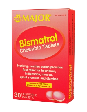 Bismuth Subsalicylate 262 mg Chw 30 By Major Pharma Generic Pepto-Bismol
