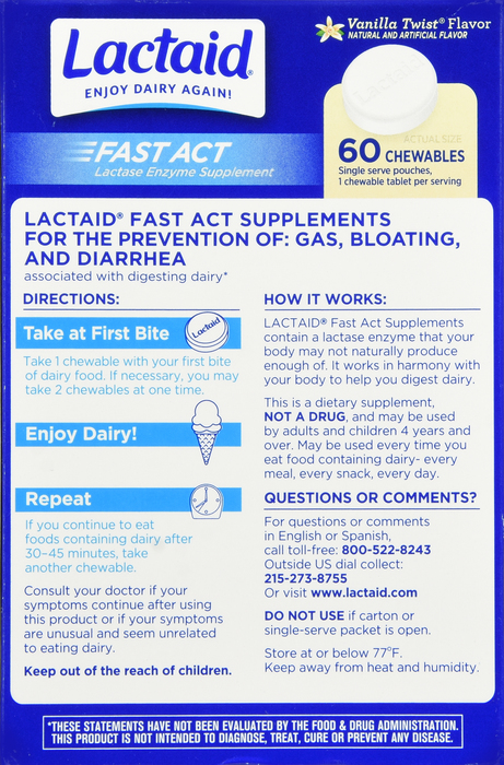 Lactaid Fast Acting Chew 60Ct by J&J Consumer
