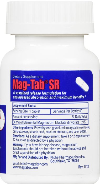 Mag-Tab SR Magnesium Supplement Caplets 60 Each by Niche