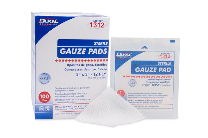 Gauze Pads 12 Ply Sterile 3X3 Pad 100 by Dukal