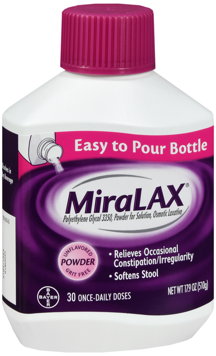MiraLAX Polyethylene Glycol 3350 Osmotic Laxative Powder Unflavored 17.9 OZ