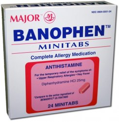 Banophen 25 Mg Allergy Tab 24 By Major Pharma Generic Benadryl