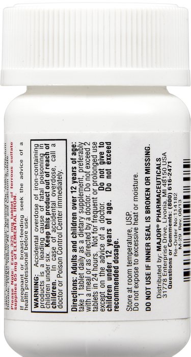 Ferrous Sulfate 325mg Tab 100 Count Maj