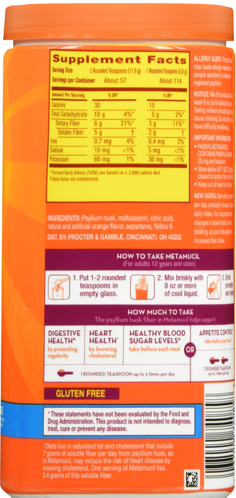 Metamucil Smooth Orange S/F 23.3 oz