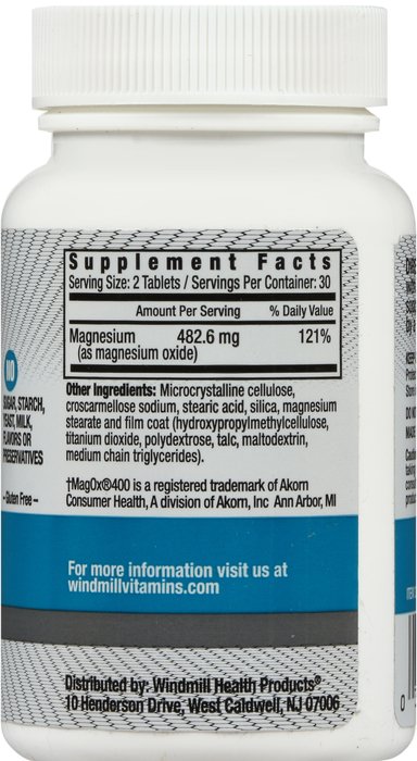 Magnesium Oxide 400mg Tablet 60 Count Windmill