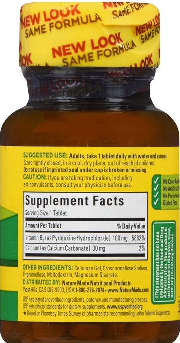 Nature Made Vit B 6 100 mg Tab 100 By Pharmavite Pharm Corp
