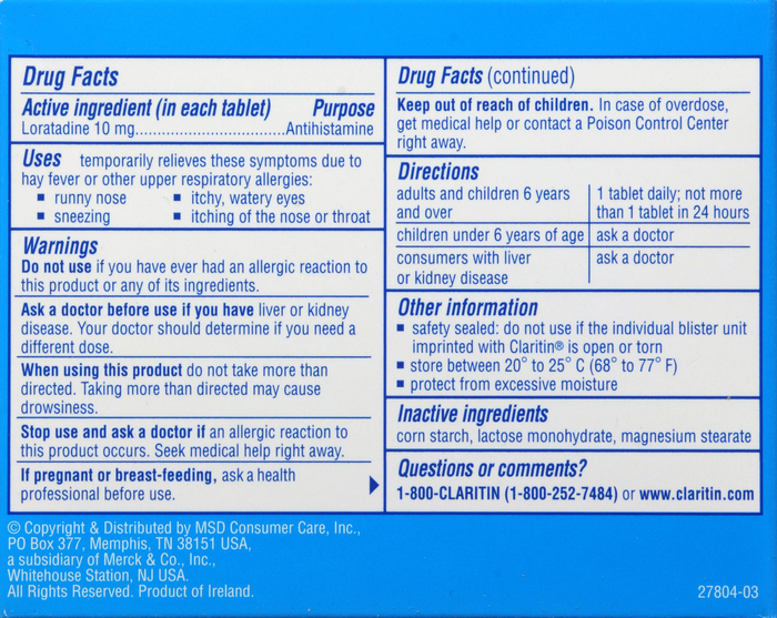 Pack of 12-Claritin 24Hr Tablet 5 Count By Bayer Corp/Cons Health