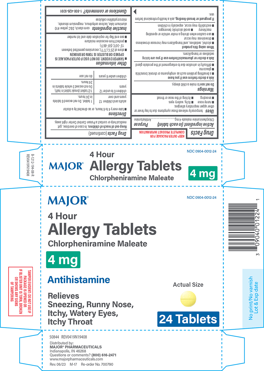 Chlorate Allergy 4 Mg Tab 24 By Major Pharma Gen Chlor-Trimeton