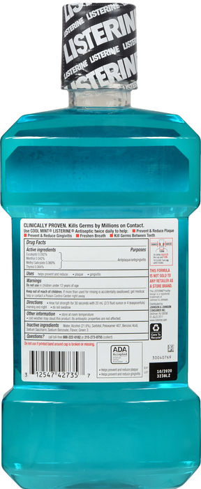 Listerine Antiseptic Mouthwash Cool Mint 33.8oz 1 Liter by J&J Consumer