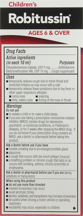 Robitussin Child Cough Cold La Syrup 4 Oz By Pfizer