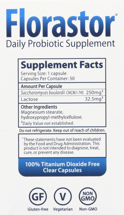 Florastor Probiotic Supplement 250 mg Capsules - 50 Count