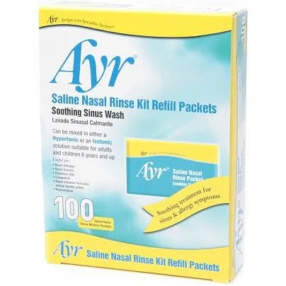 Ayr Saline Nasal Rinse Refill Pkt 100 Count By Ascher B F Co