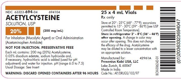 Rx Item-Acetylcysteine 20% Inh 200MG/ML 25X4 ML Vial by Fresenius Gen