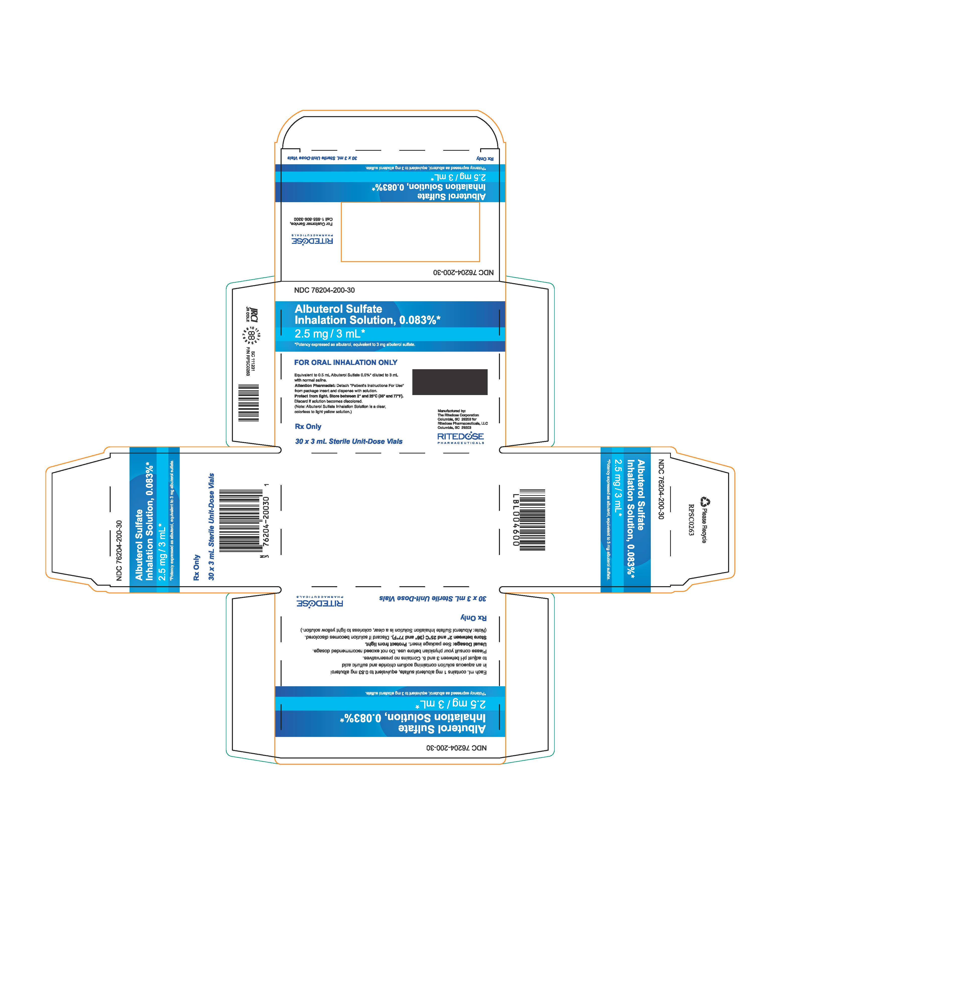 Rx Item-Albuterol 2.5mg 3ml Sol 30X3ml By Ritedose Pharma