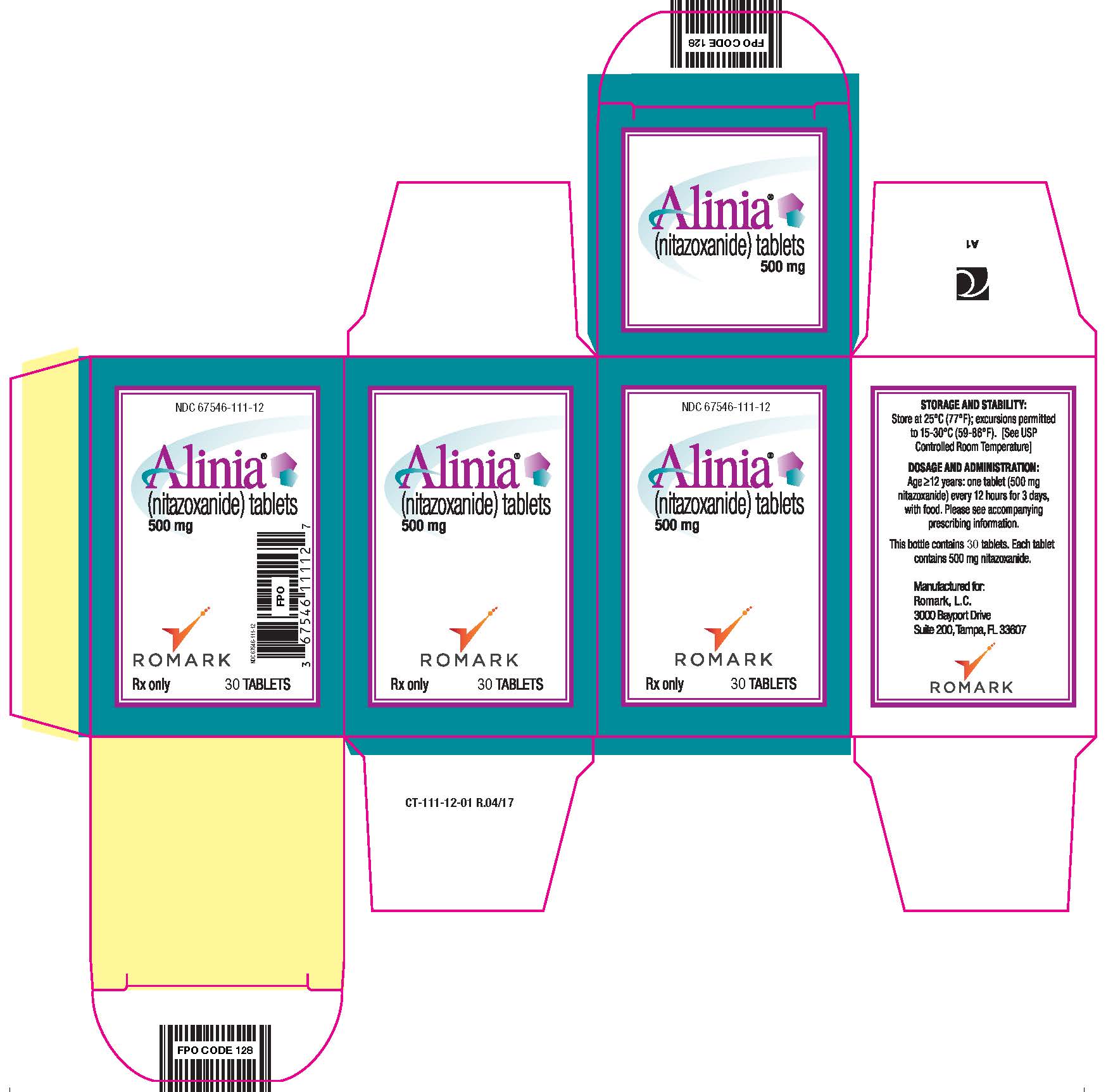 Rx Item-Alinia 500mg Tab 30 By Romark Pharma