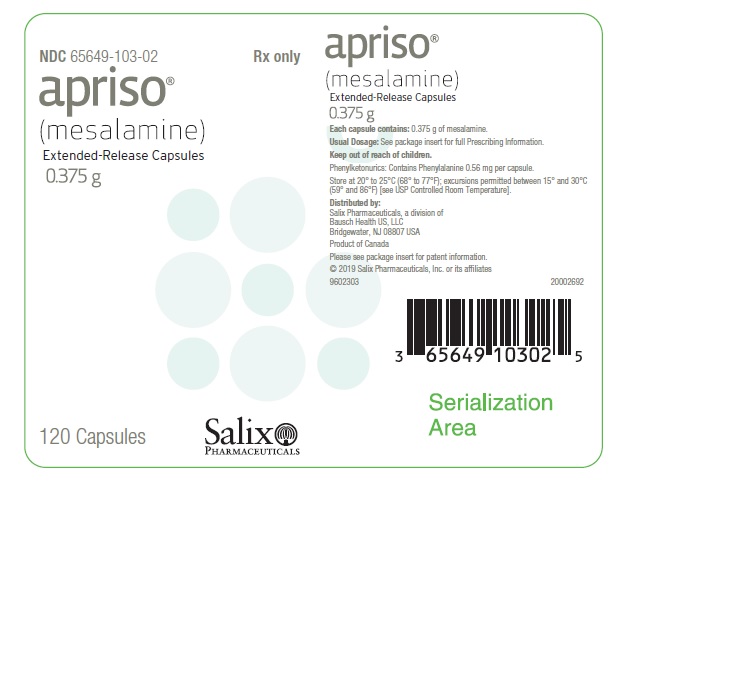 Rx Item-Apriso .375 gm mesalamine oral Cap 120 by Valeant Pharma