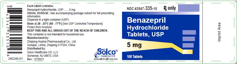 Rx Item-Benazepril 5mg Tab 100 by Solco Healthcare Gen Lotensin