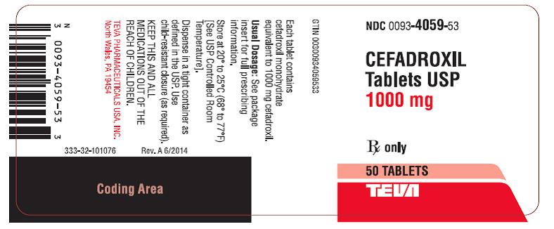 Rx Item-Cefadroxil 1 gm Tab 50 By Teva Pharma Gen Duricef