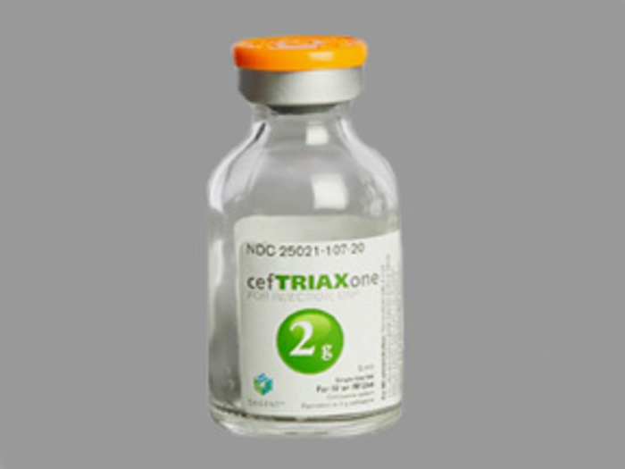 Rx Item-Ceftriaxone 2 gm Vial 25 By Sagent Pharma Gen Rocephin