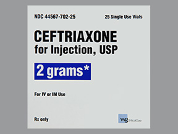 Rx Item-Ceftriaxone 2 gm One Vial By Wg Critical Care Gen Rocephin