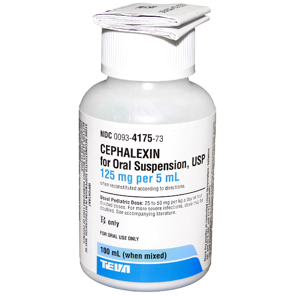 Rx Item-Cephalexin 125Mg/5ml Suspension 100ml By Teva Pharma Gen Keflex