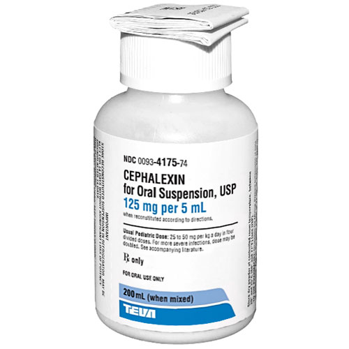 Rx Item-Cephalexin 125Mg/5ml Suspension 200ml By Teva Pharma Gen Keflex