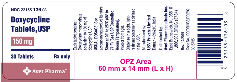 Rx Item-Doxycycline 150MG 30 Tab by Heritage Pharma USA Gen Adoxa