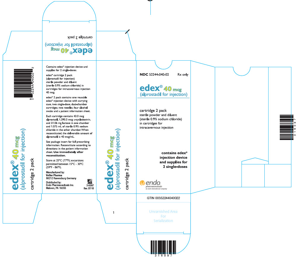Rx Item-Edex 40MCG/ML Alprostadil 2 Cartridge by Endo Lab U