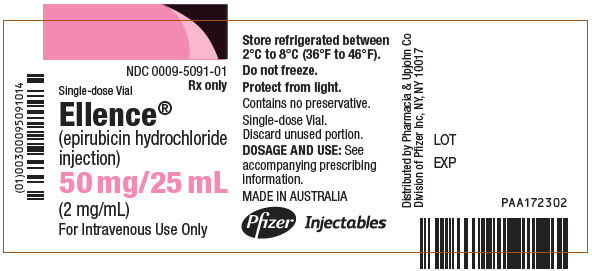 Rx Item-Ellence 50Mg/25Ml epirubicin HCl IV Vial 25Ml By Pfizer Pharma Inj