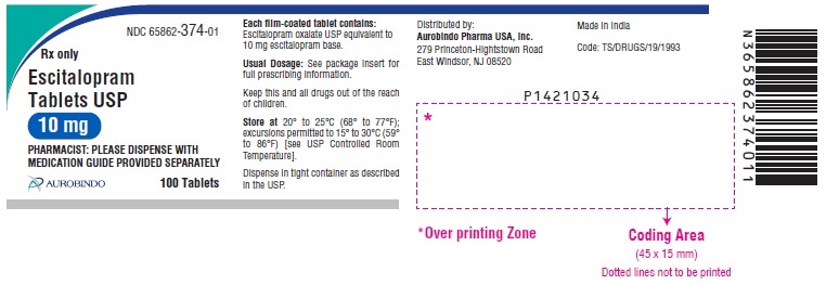 Rx Item-Escitalopram 10MG 100 Tab by Aurobindo Pharma USA Gen Lexapro