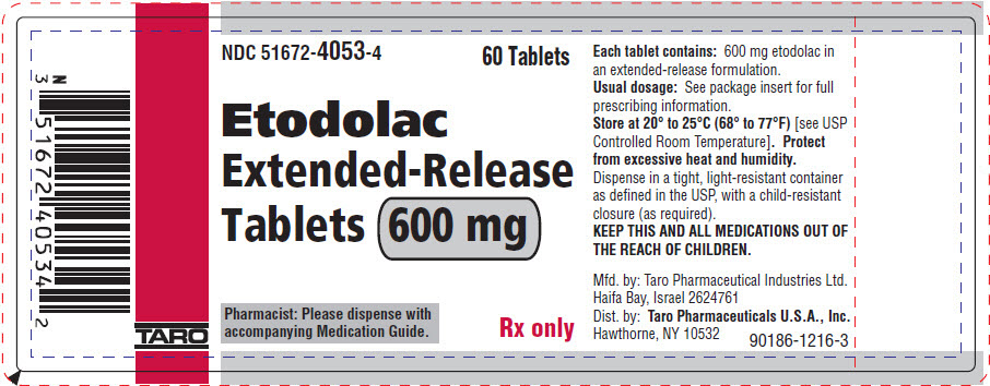 Rx Item-Etodolac ER 600Mg Tab 60 By Taro Pharma Gen Lodine