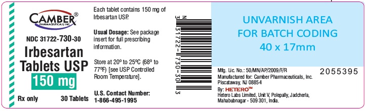 Rx Item-Irbesartan 150Mg Tab 30 By Camber Pharma Gen Avapro