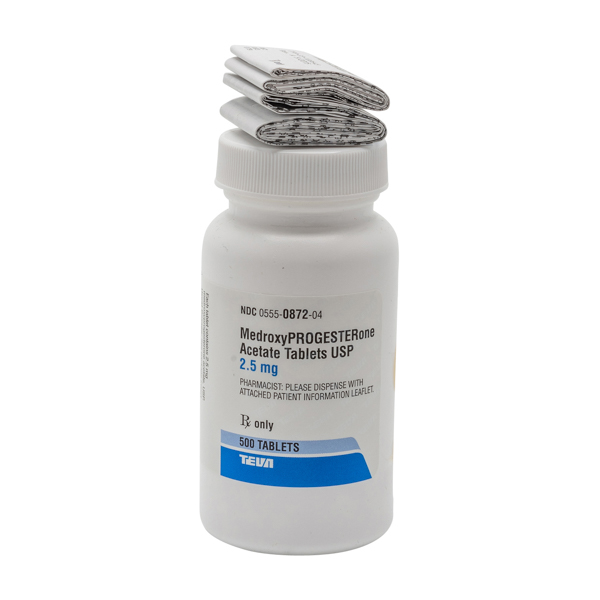 Rx Item-Medroxyprogesterone Acetate 2.5Mg Tab 500 By Teva Pharma Gen ...