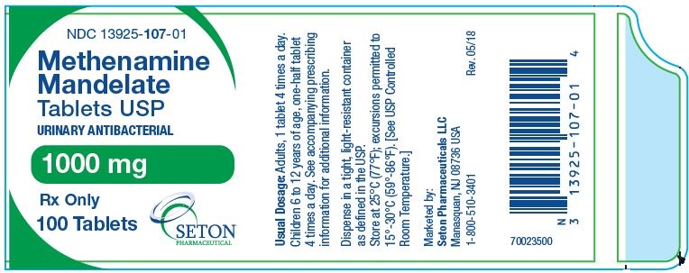 Rx Item-Methenamine Mandelate 1 Gm Tab 100 By Seton Pharma Gen Hiprex Urex