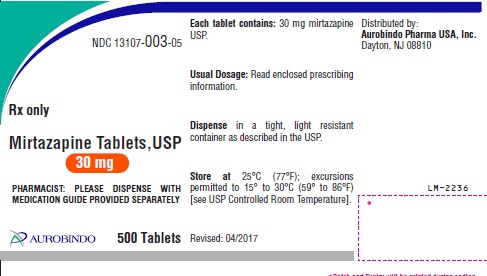 Rx Item-Mirtazapine 30Mg Tab 500 By Aurobindo Pharma Gen Remeron