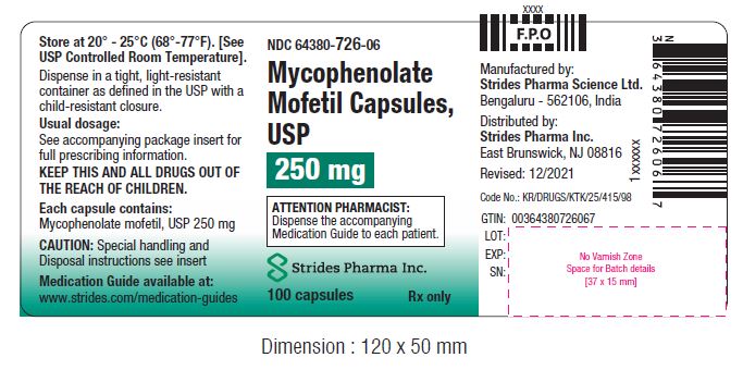 Rx Item-Mycophenolate Mofetil 250Mg Cap 100 By Strides Pharma Gen Cellcept
