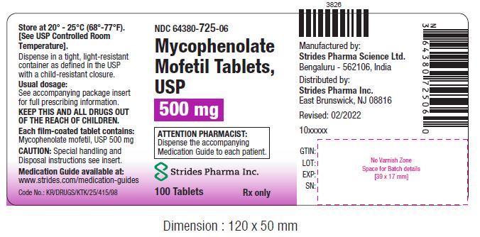 Rx Item-Mycophenolate Mofetil 500Mg Tab 100 By Strides Pharma Gen Cellcept