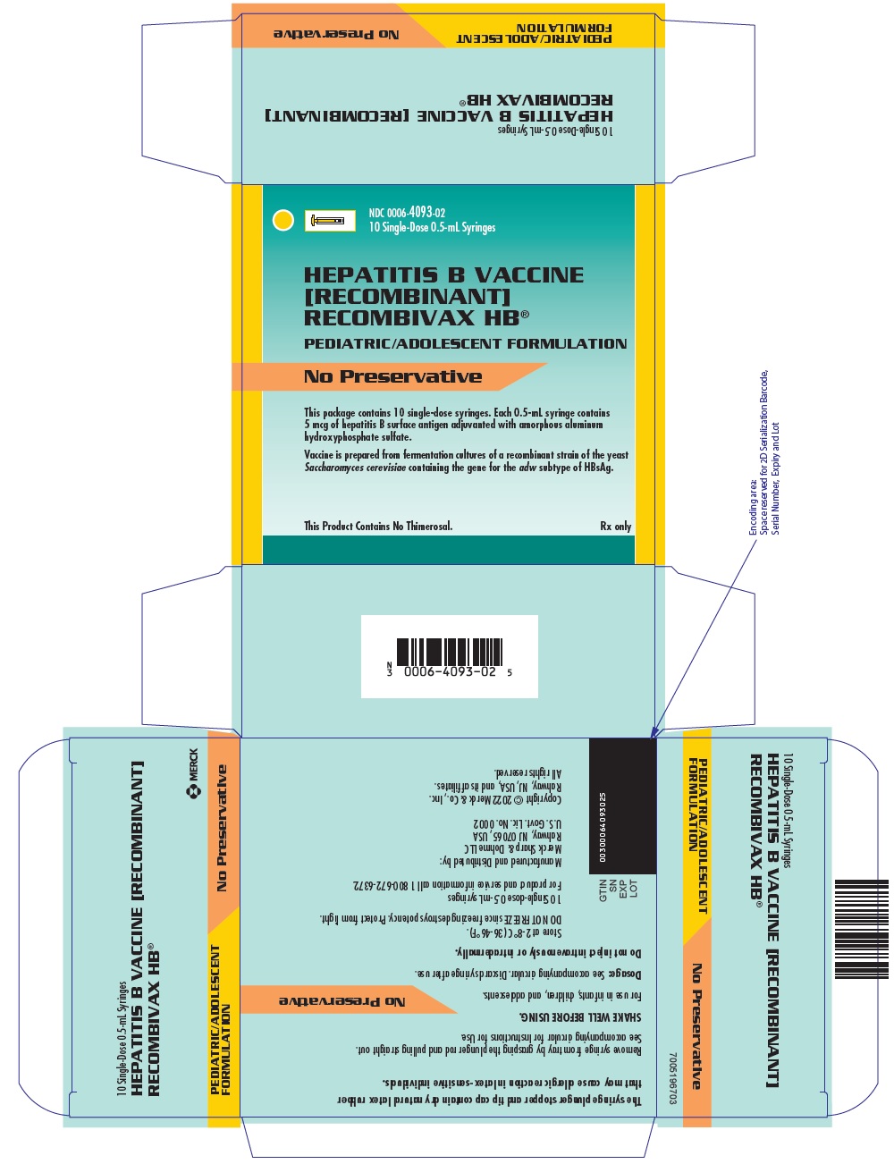 Rx Item-Recombivax Hb Hepatitis B Vaccine 5Mcg 0.5Ml Syringe 10X0.5Ml ...