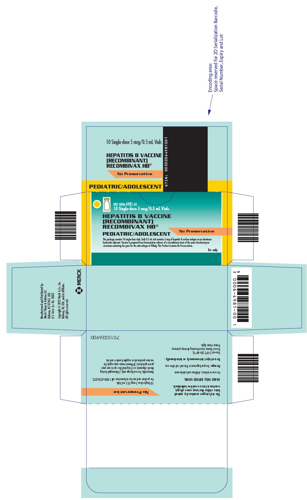 Rx Item-Recombivax Hepatitis B Virus Vaccinepf 5Mcg 0.5Ml Vial 10X.5Ml ...
