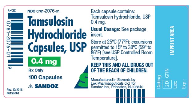 Rx Item-Tamsulosin 0.4Mg Cap 100 By Sandoz Pharma Gen Flomax