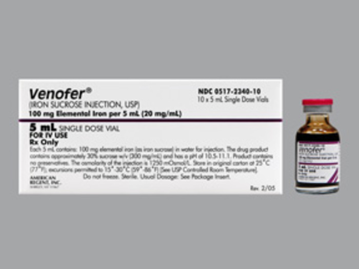 Rx Item-Venofer 100Mg/5Ml Vial 10X5Ml By American Regent iron sucrose ...