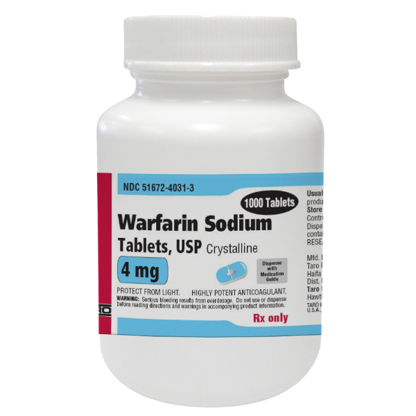 Rx Item-Warfarin Sod 4Mg Tab 1000 By Taro Pharma Gen Coumadin